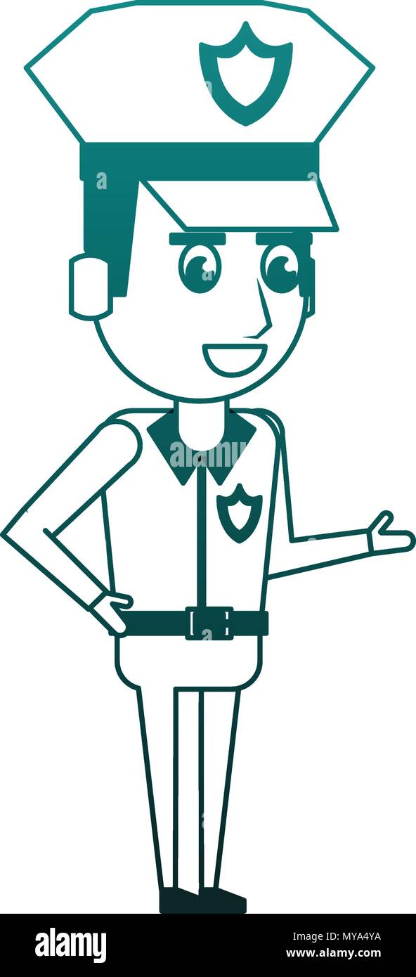 Cute police officer cartoon blue lines Stock Vector Image & Art - Alamy