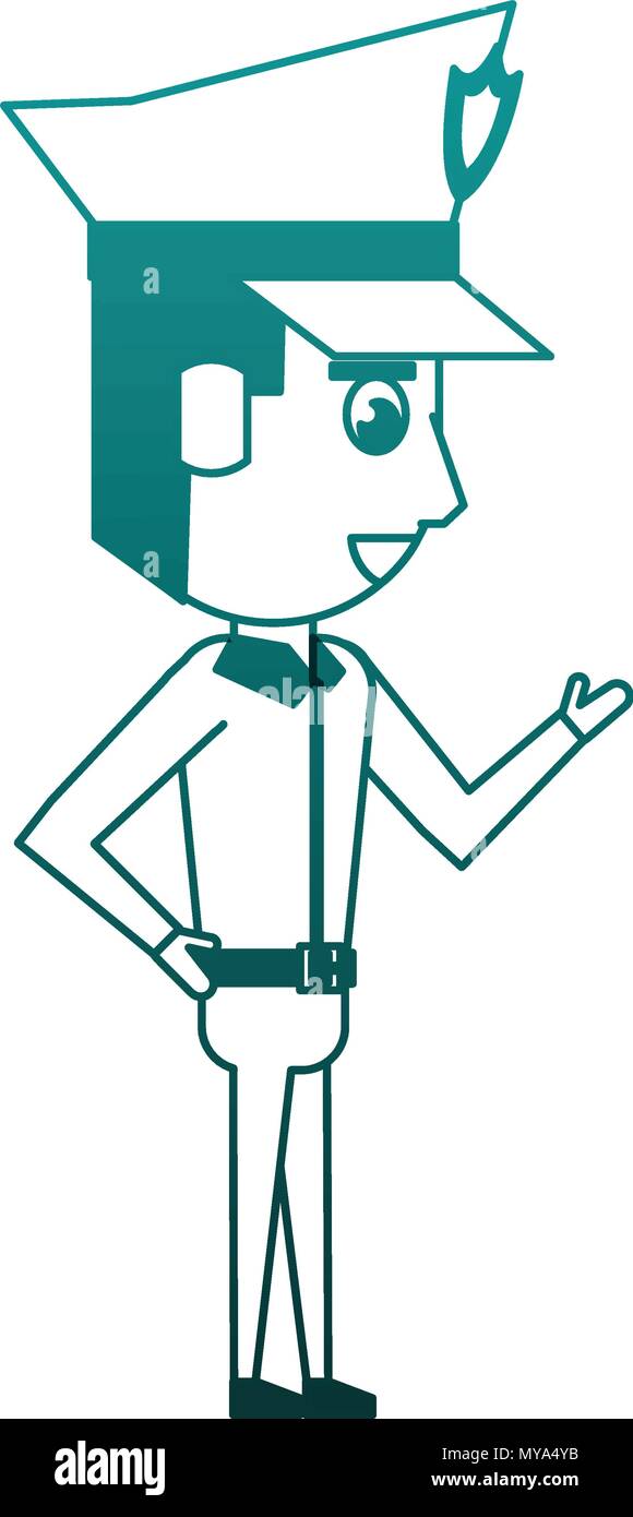 Cute police officer cartoon blue lines Stock Vector Image & Art - Alamy