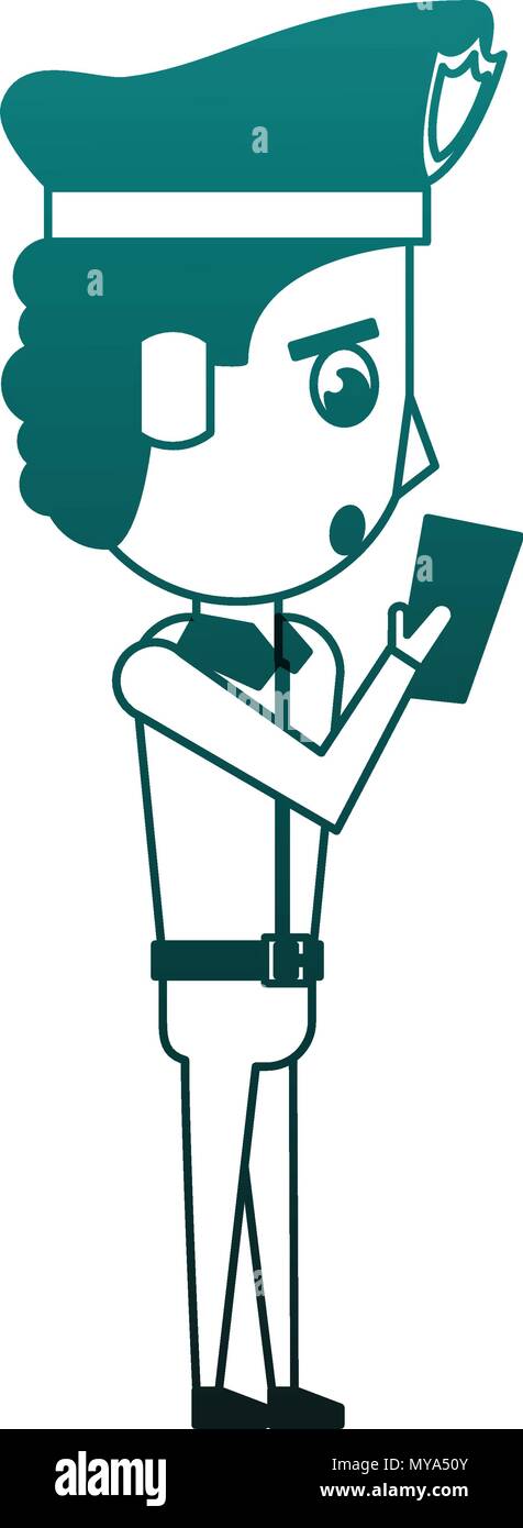 Cute police officer cartoon blue lines Stock Vector Image & Art - Alamy