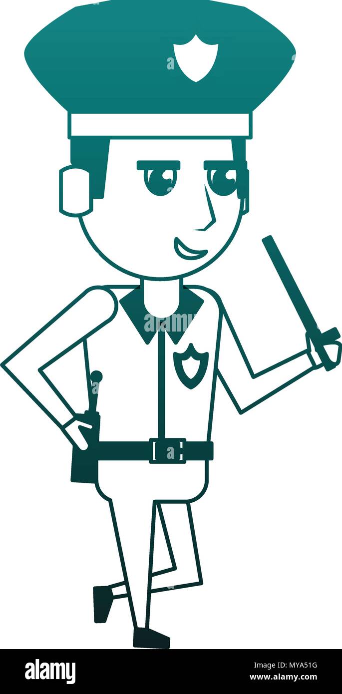 Cute police officer cartoon blue lines Stock Vector Image & Art - Alamy