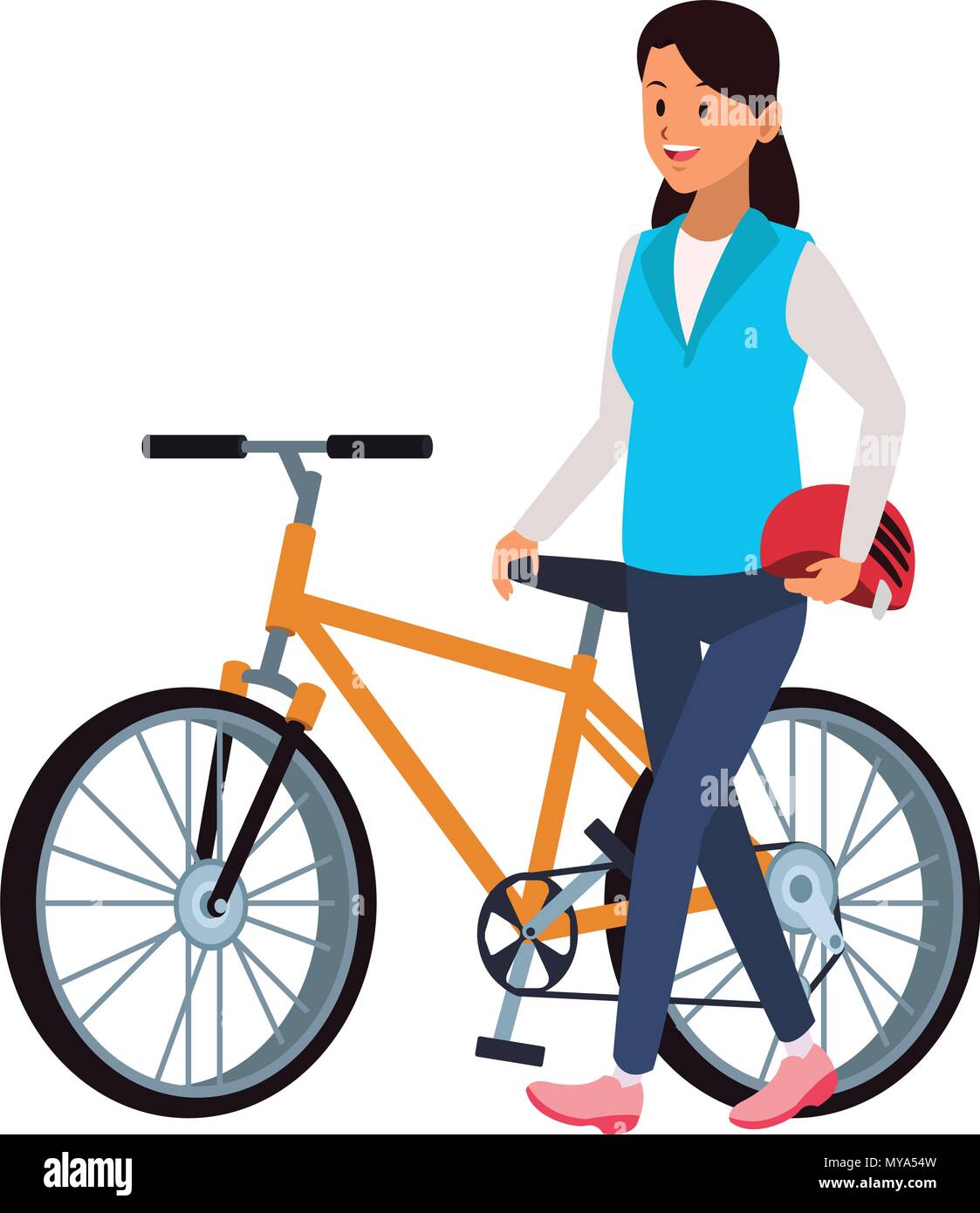 Woman bike street Cut Out Stock Images & Pictures - Alamy