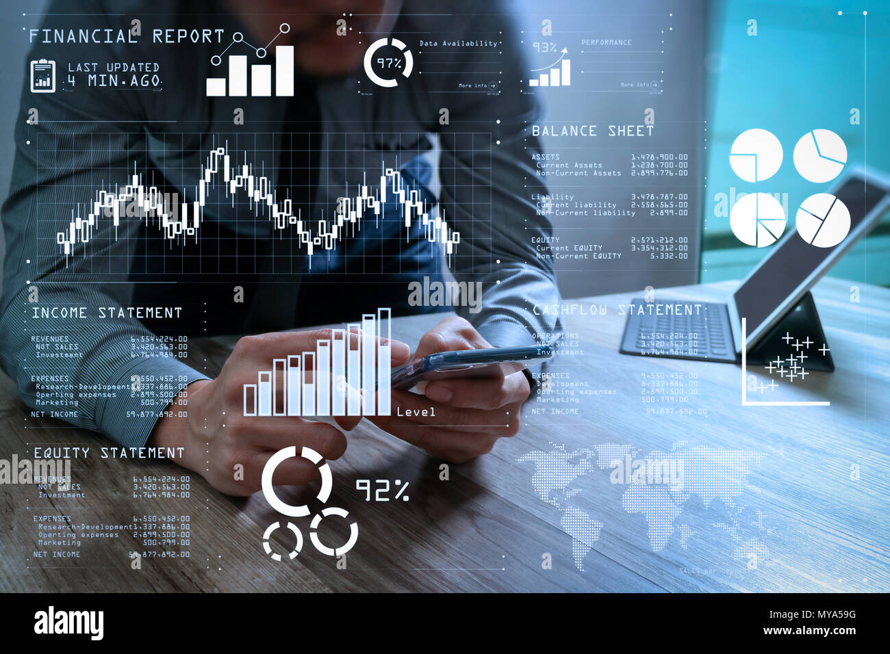 Financial report data of business operations (balance sheet and income ...