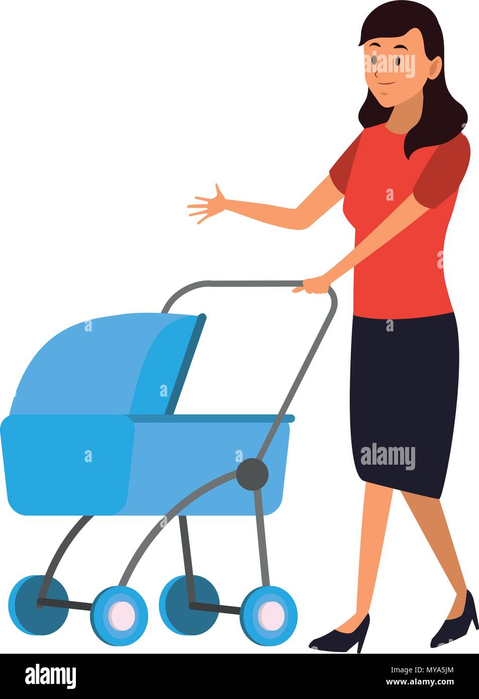 Girl pushing pram Stock Vector Images - Alamy