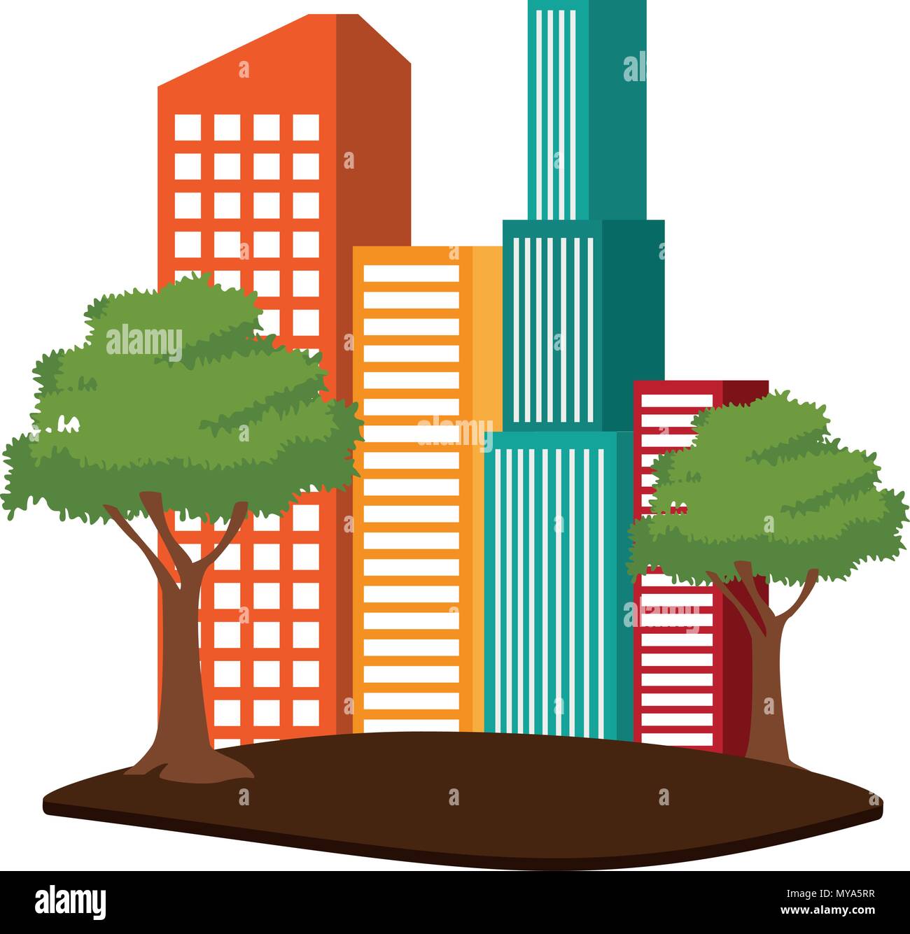 Trees lawn buildings architecture Stock Vector Images - Alamy
