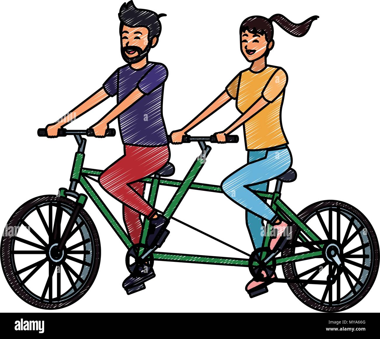 Young couple ride bike Stock Vector Images - Alamy