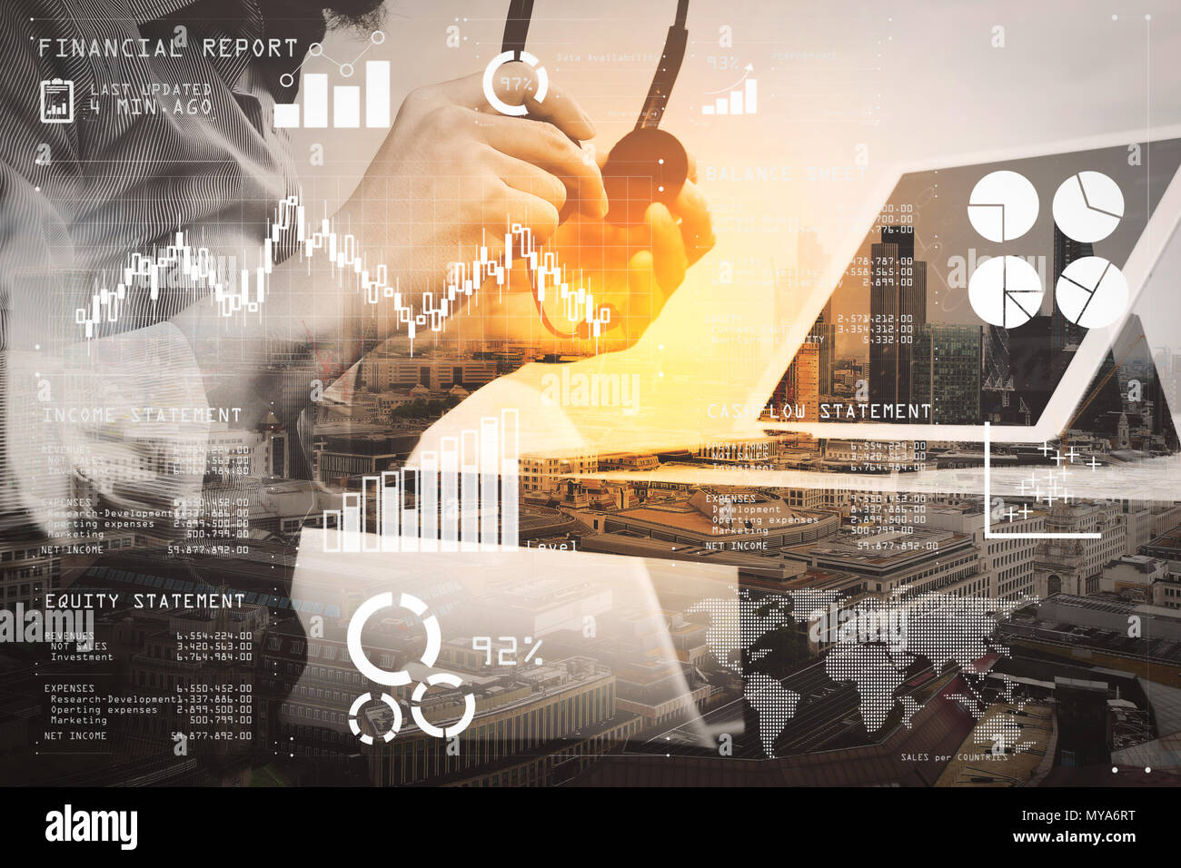 Financial report data of business operations (balance sheet and income ...