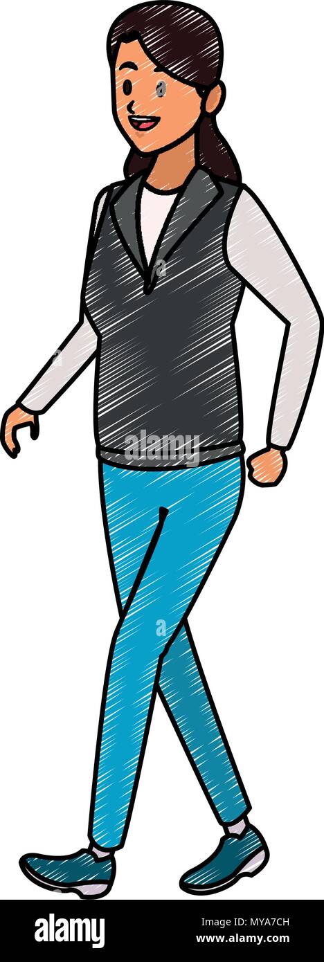 Woman walking cartoon scribble Stock Vector Image & Art - Alamy