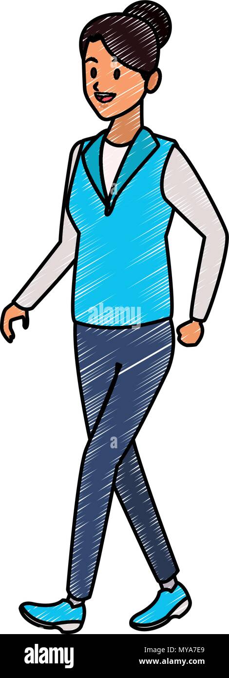 Woman walking cartoon scribble Stock Vector Image & Art - Alamy