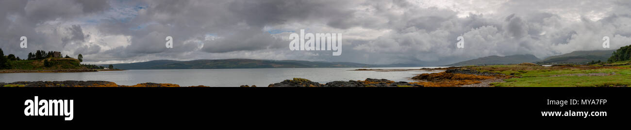 View of the Sound of Mull on an early autumn morning with gathering and ...