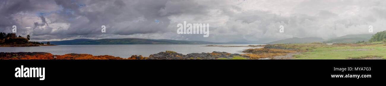 View of the Sound of Mull on an early autumn morning with gathering and ...