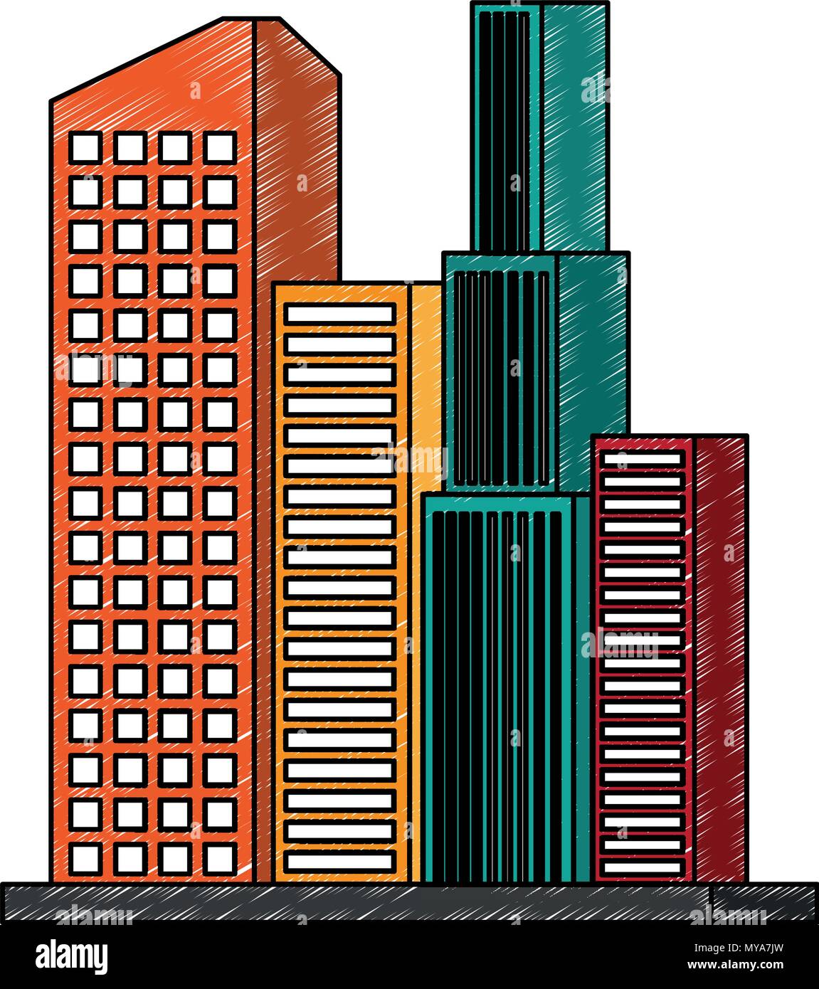 Urban buildings isolated scribble Stock Vector Image & Art - Alamy