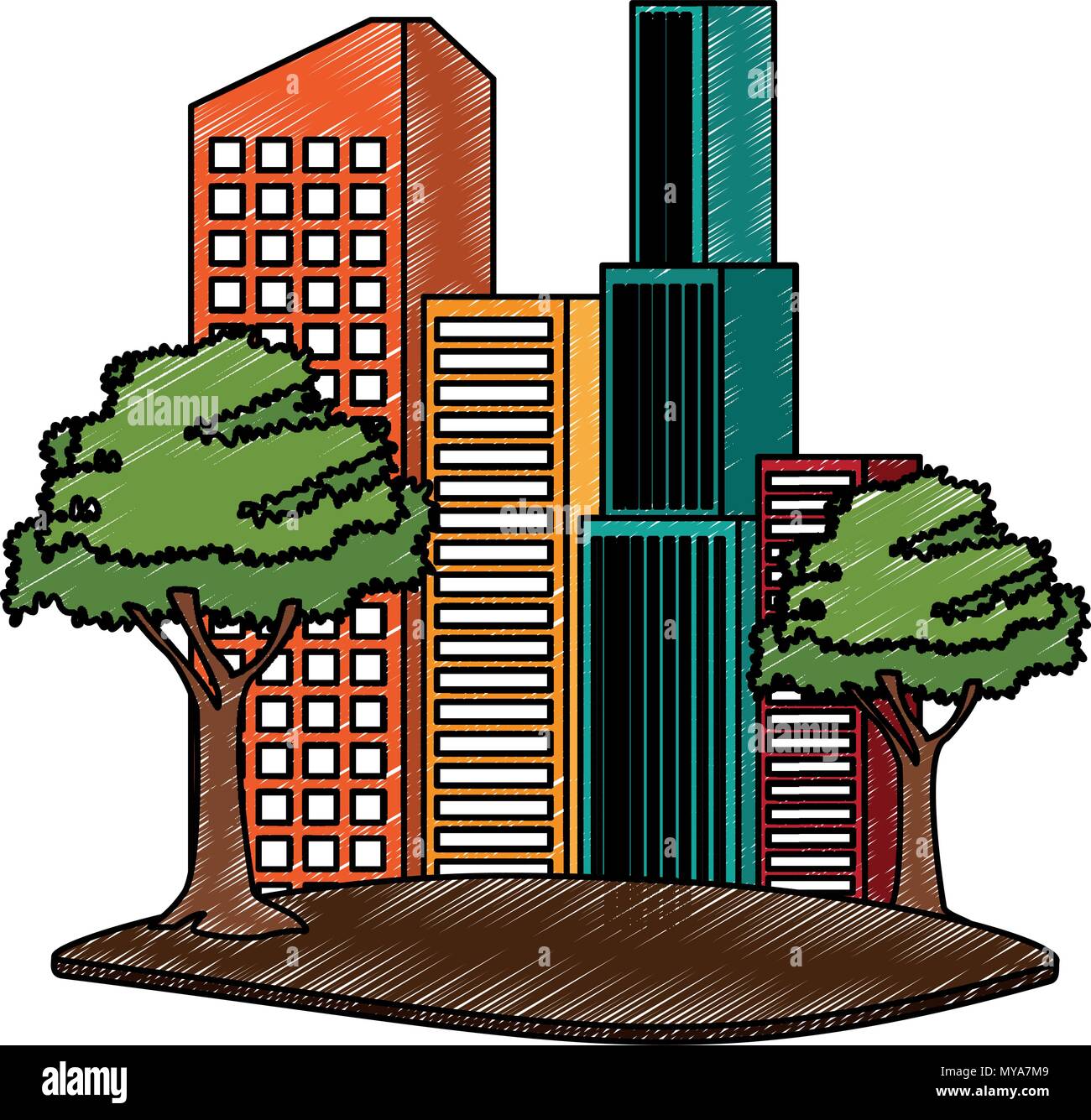 Urban buildings isolated scribble Stock Vector Image & Art - Alamy