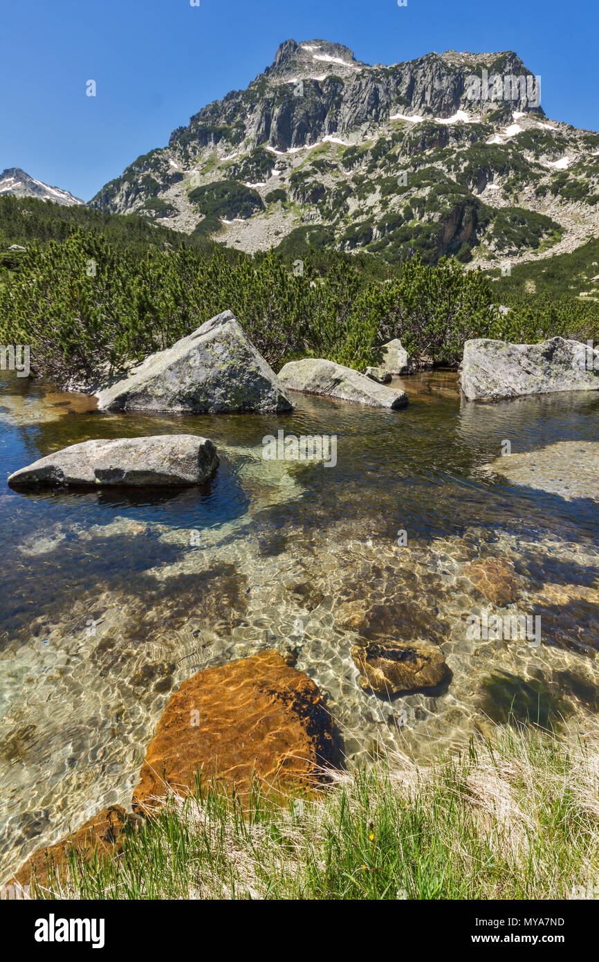 Landscape with Clear water of Banski lakes and Dzhangal peak, Pirin ...