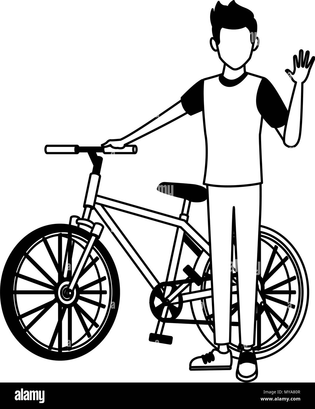 Smiling man on bike Black and White Stock Photos & Images - Alamy