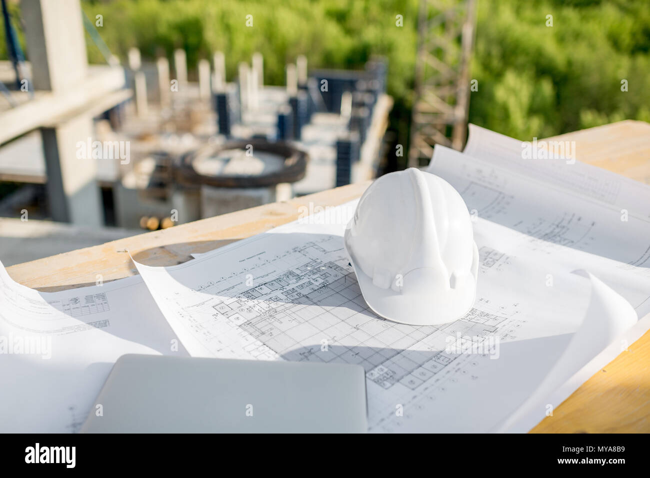 Workspace at the construction site Stock Photo - Alamy
