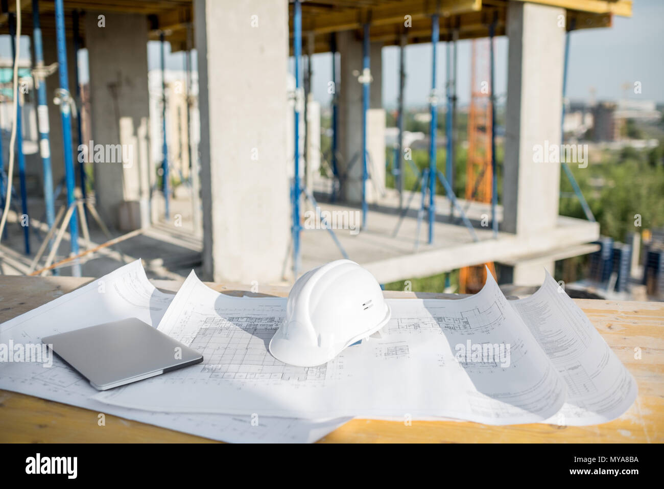 Workspace at the construction site Stock Photo - Alamy