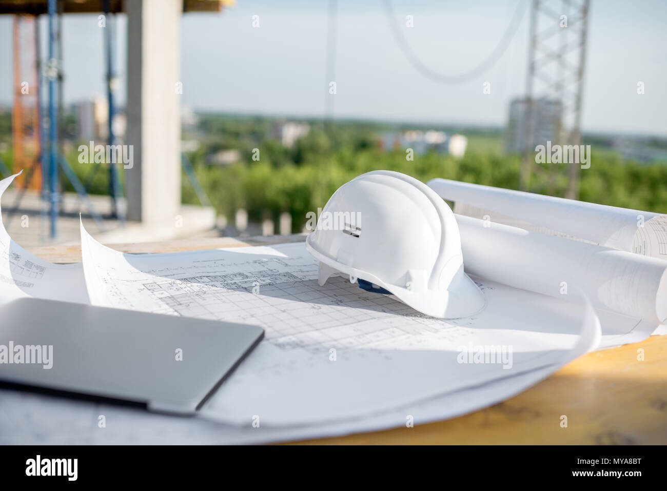 Workspace at the construction site Stock Photo - Alamy