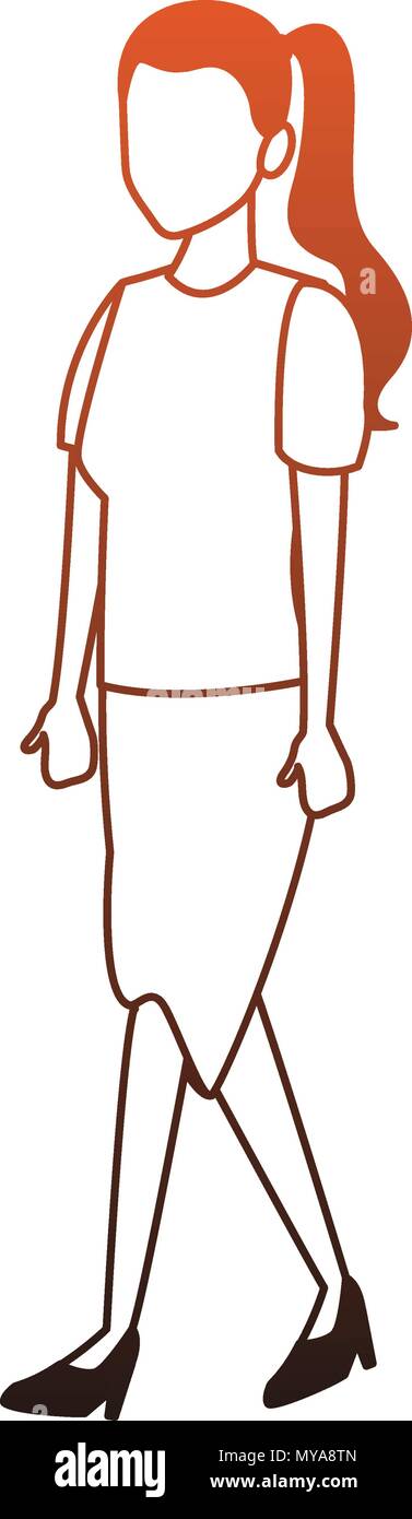 Woman walking cartoon red lines Stock Vector Image & Art - Alamy