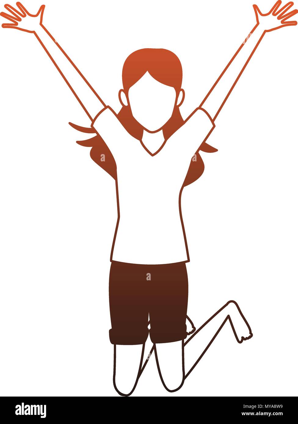 Happy woman jumping red lines Stock Vector Image & Art - Alamy