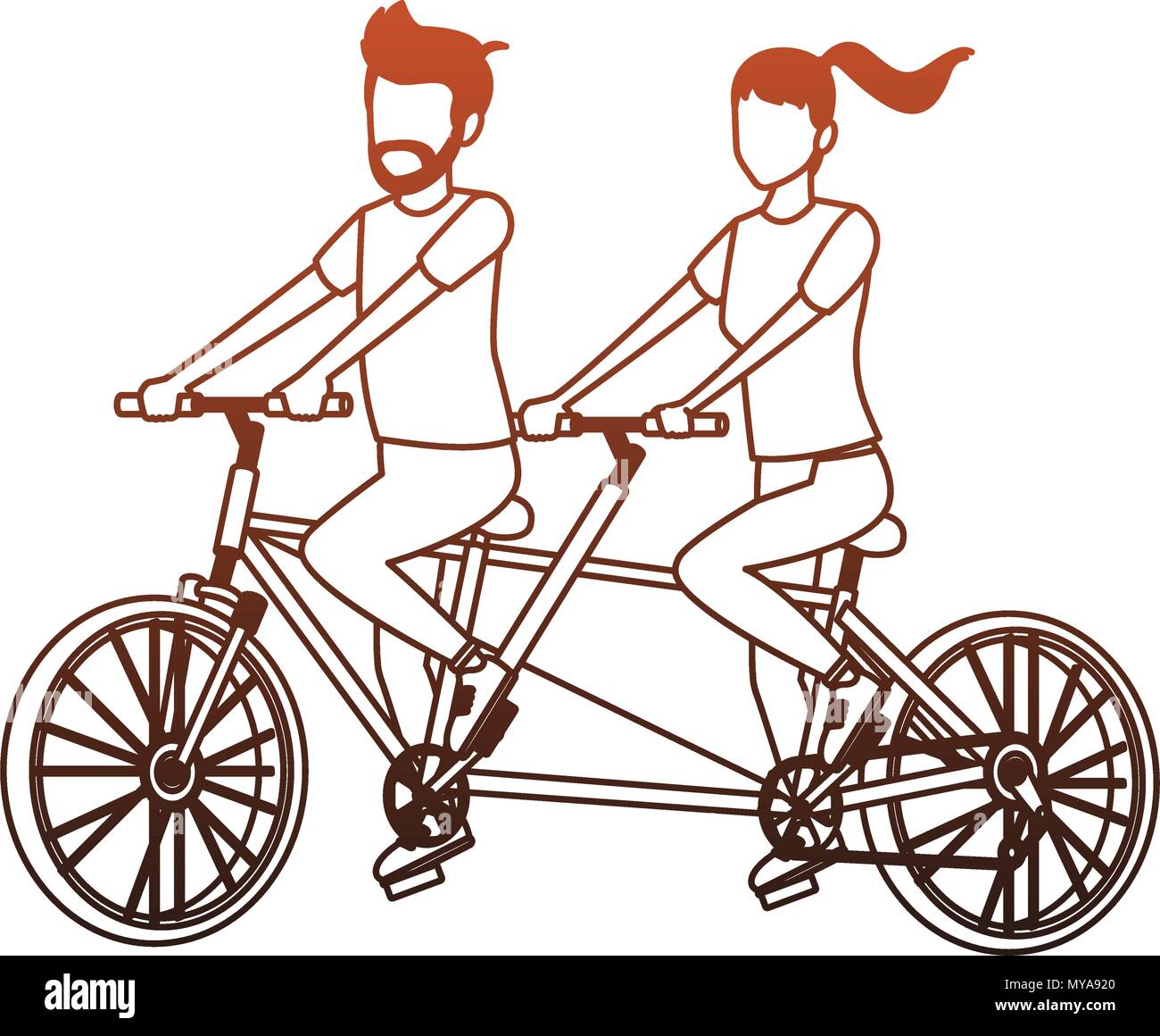 Young couple ride bike Stock Vector Images - Alamy