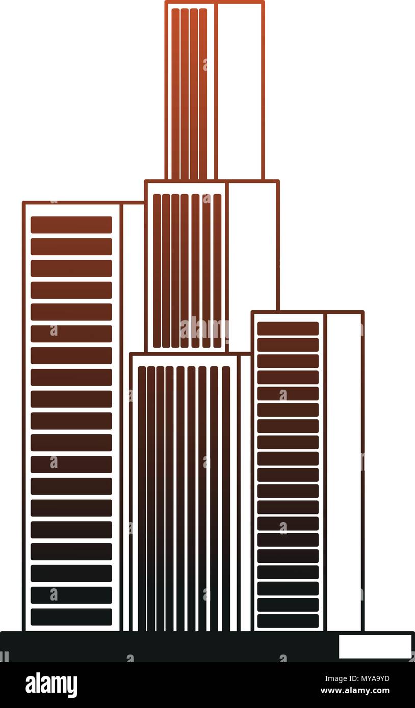 Urban buildings isolated red lines Stock Vector Image & Art - Alamy