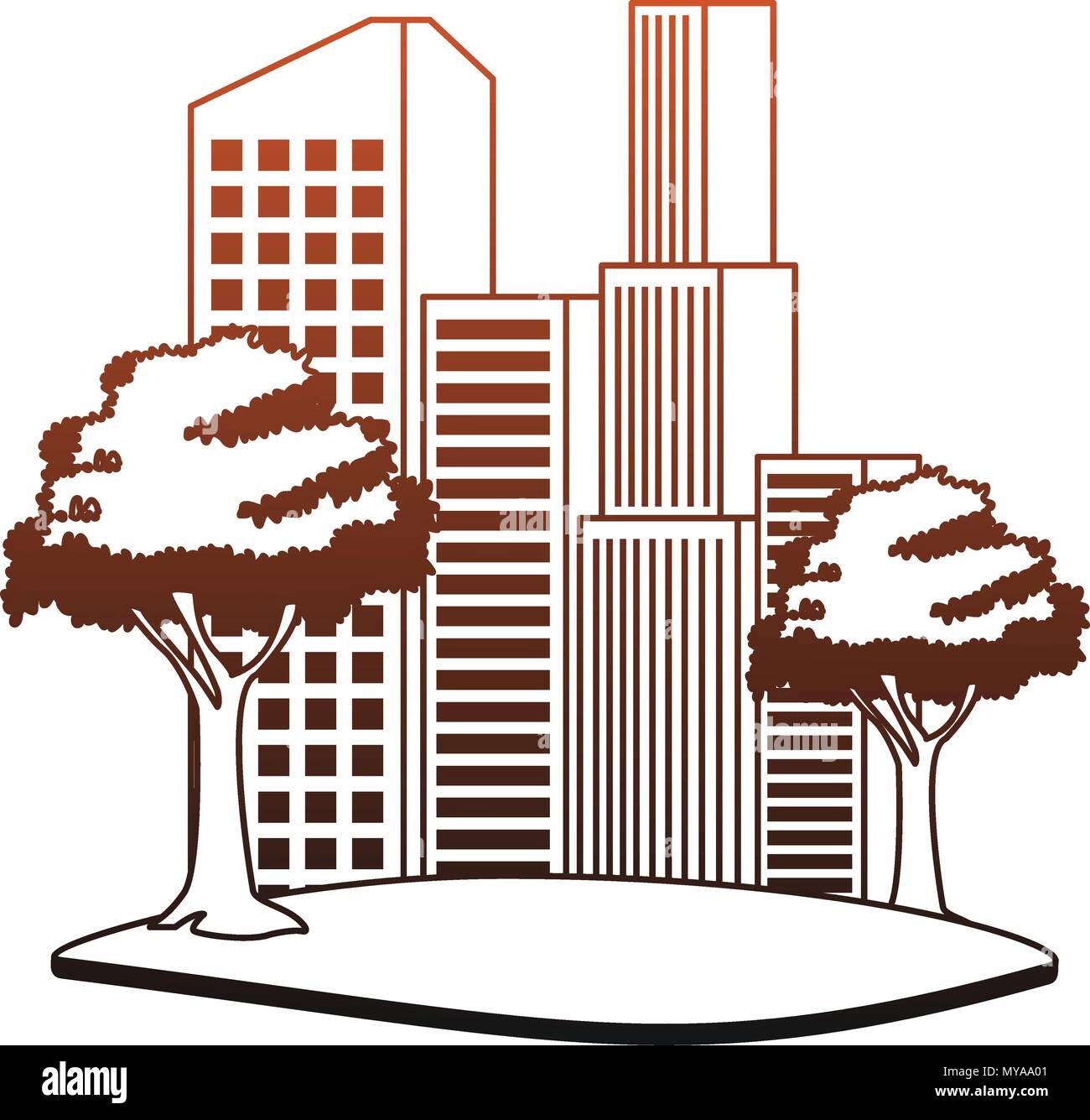 Urban buildings isolated red lines Stock Vector Image & Art - Alamy