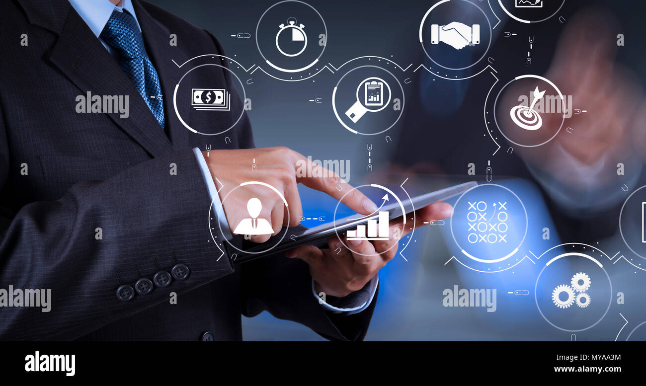 Business process management with workflow automation diagram and gears ...