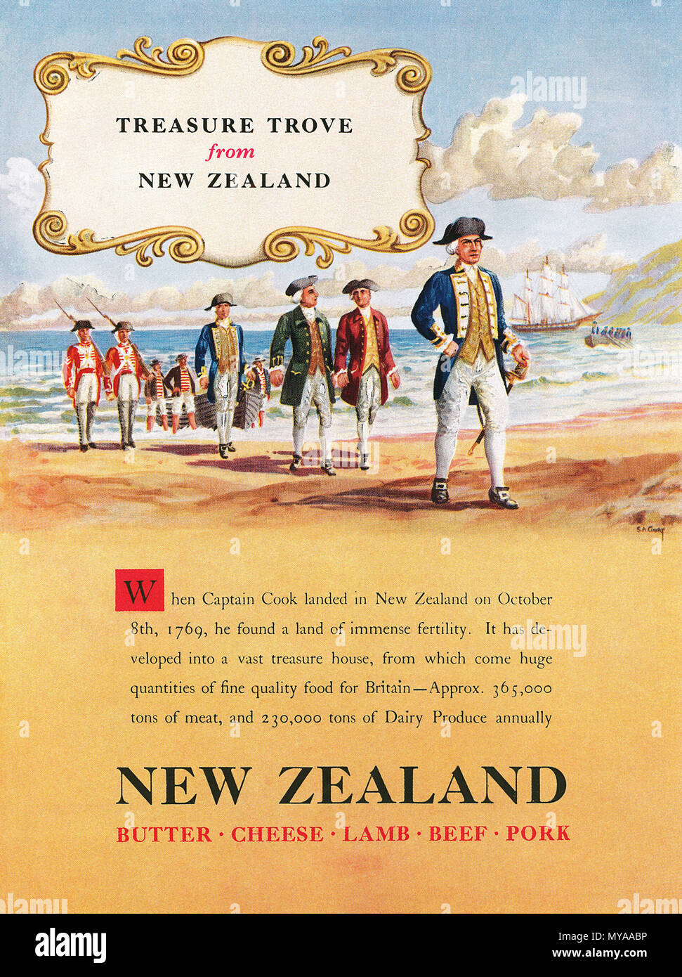 1950 British advertisement for New Zealand food products Stock Photo ...
