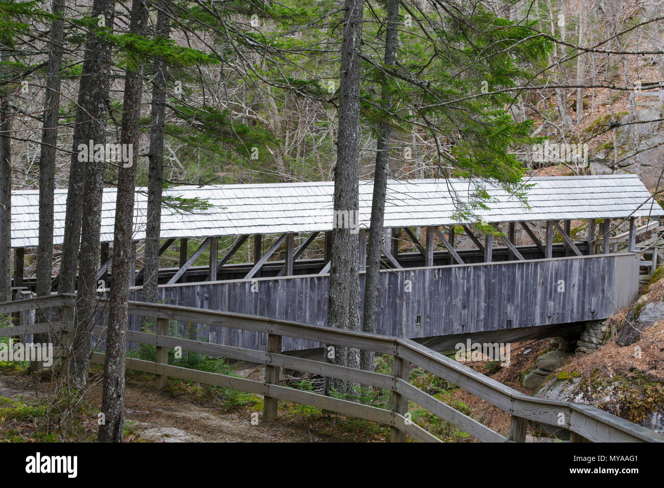 Sentinel Pine Covered Bridge in Lincoln, New Hampshire during the ...