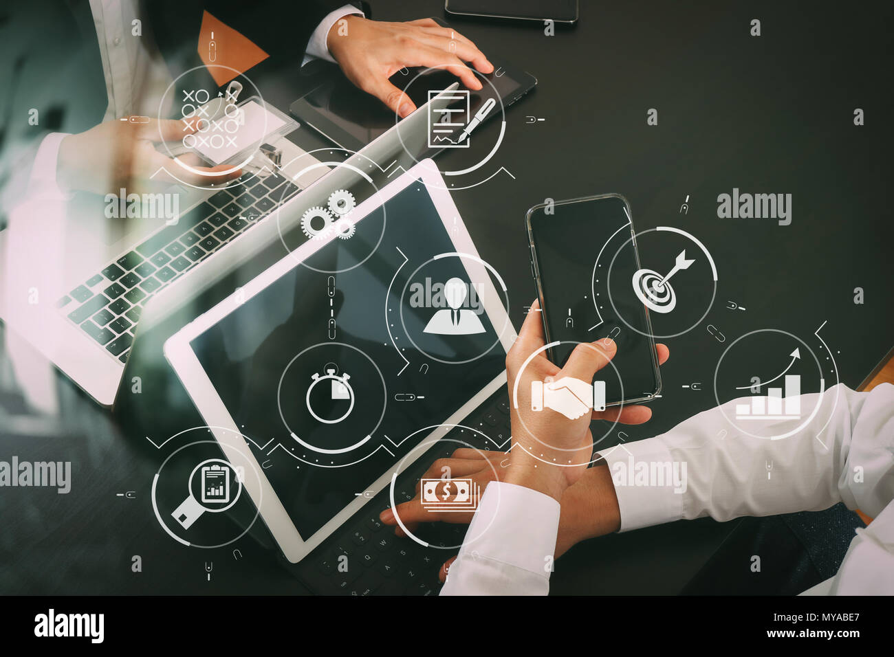 Business process management with workflow automation diagram and gears ...