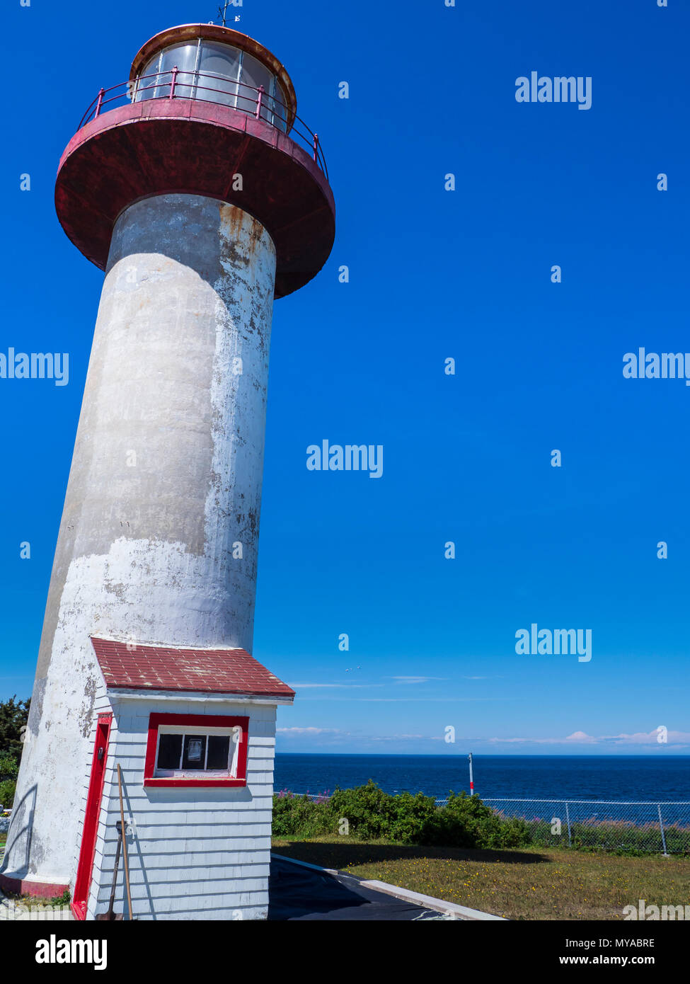 Cap Madeleine Lighthouse, village of Madelene-Centre, Gaspe Peninsula ...