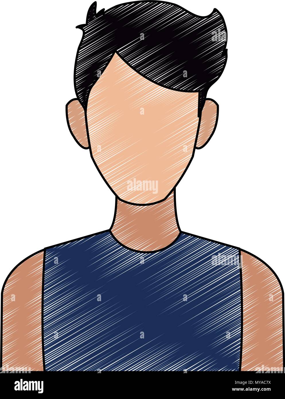 Young man faceless cartoon scribble Stock Vector Image & Art - Alamy