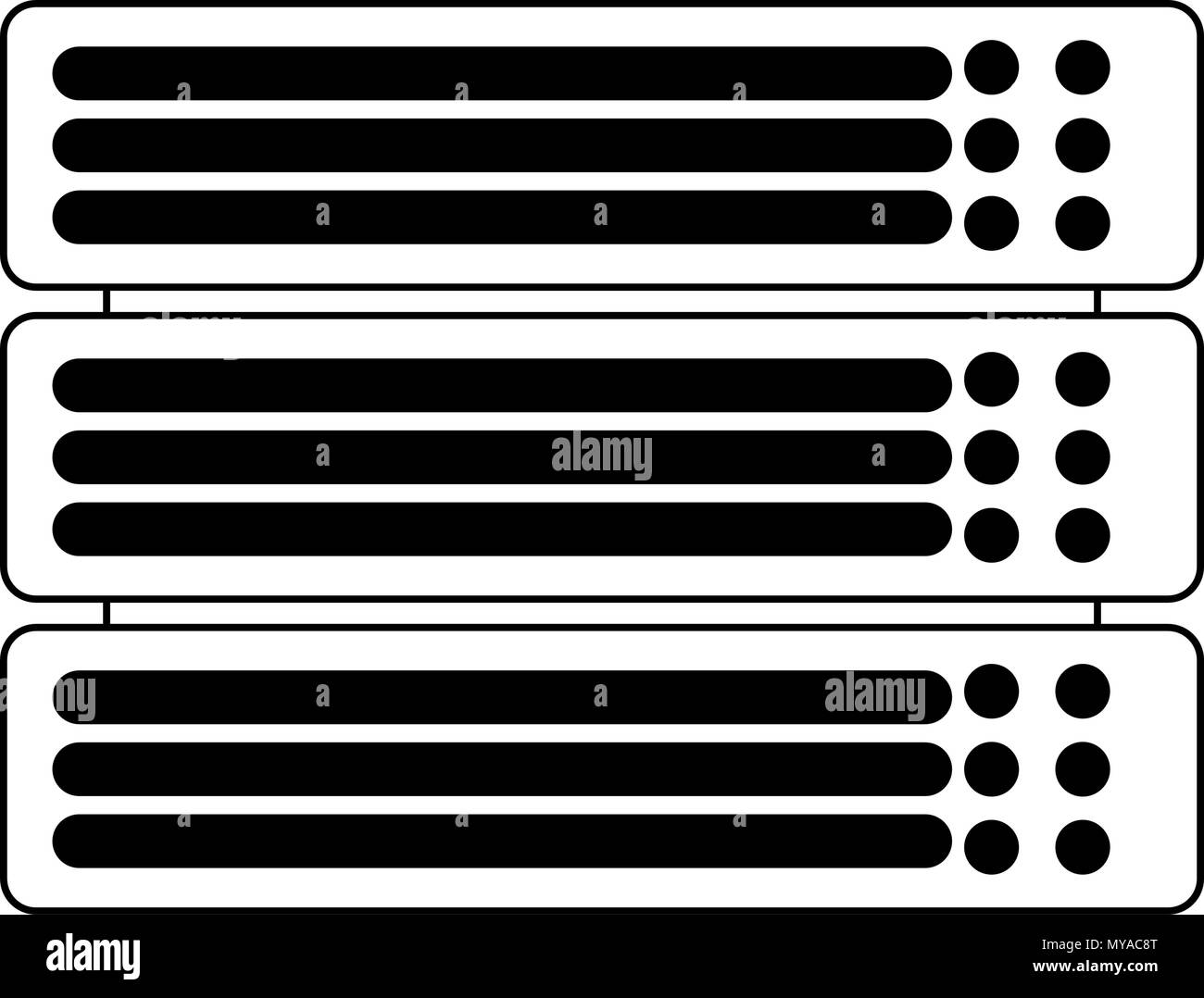 Servers technology isolated in black and white Stock Vector Image & Art ...