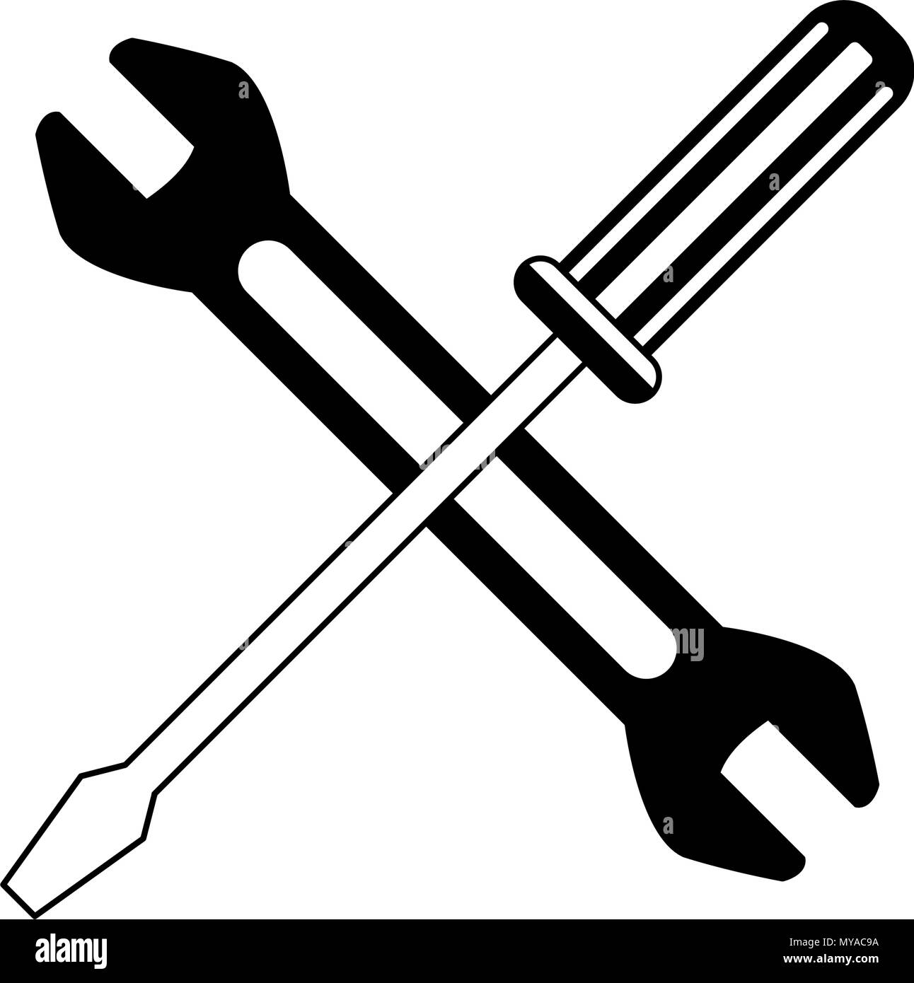 Tools crossed symbol in black and white Stock Vector Image & Art - Alamy