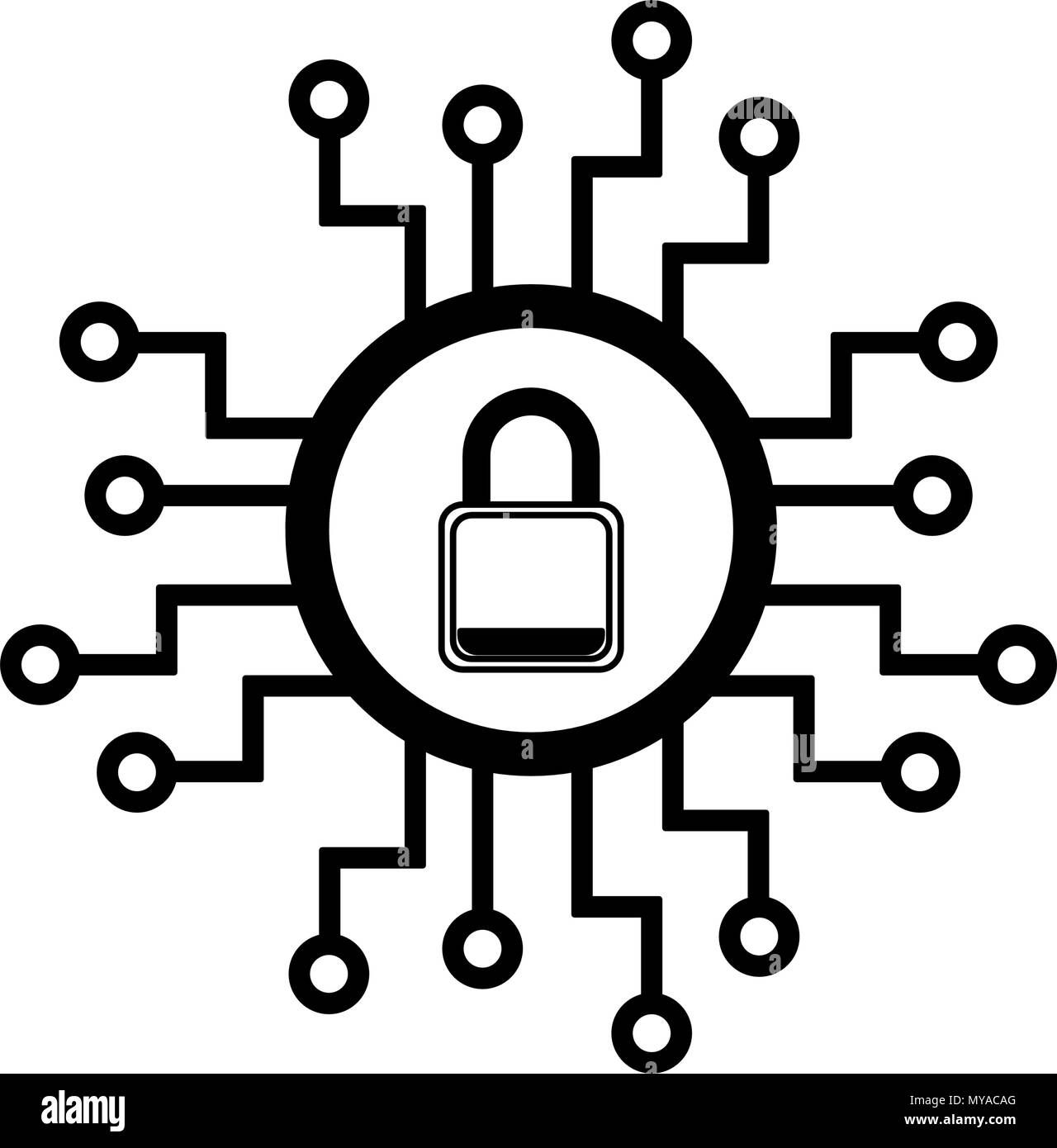 Security system symbol in black and white Stock Vector Image & Art - Alamy
