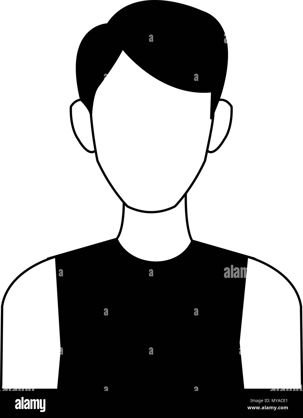 Young man faceless cartoon in black and white Stock Vector Image & Art ...