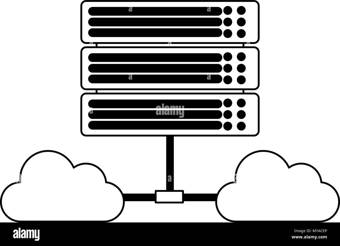 Servers technology isolated in black and white Stock Vector Image & Art ...