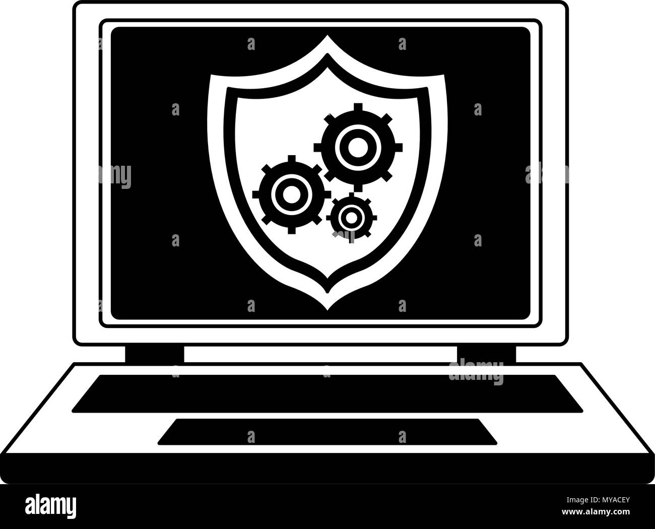 Laptop with antivirus in black and white Stock Vector Image & Art - Alamy