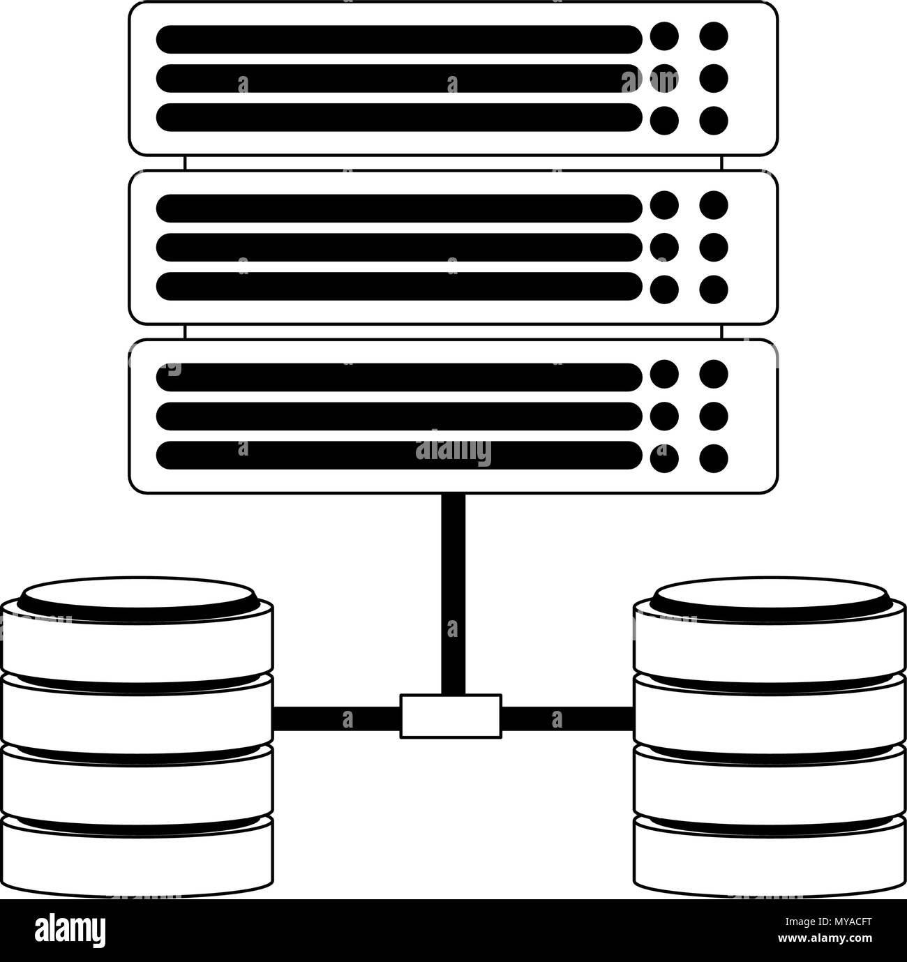 Servers technology isolated in black and white Stock Vector Image & Art ...
