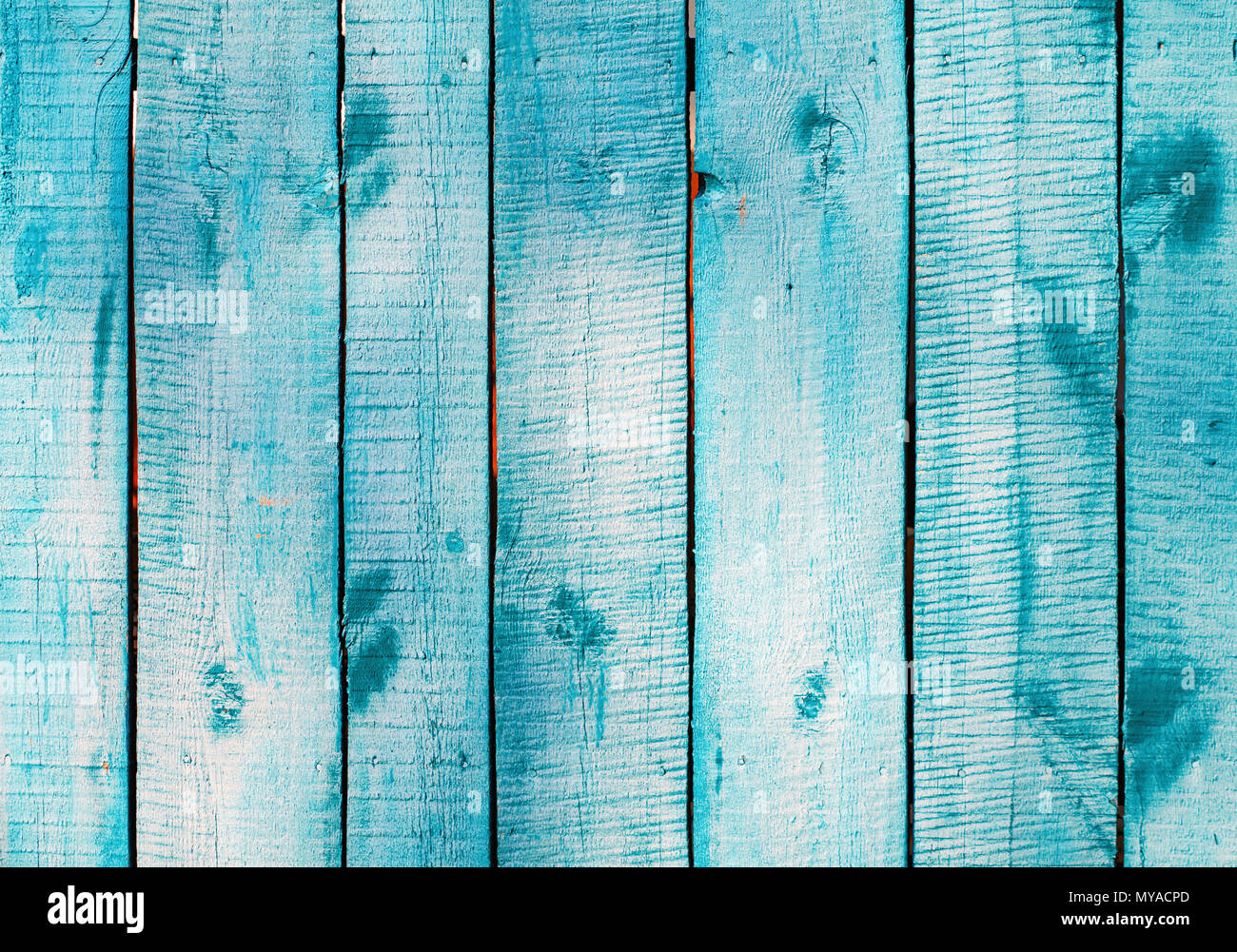 Turquoise blue wooden planks on direct sunlight. Flat view Stock Photo ...