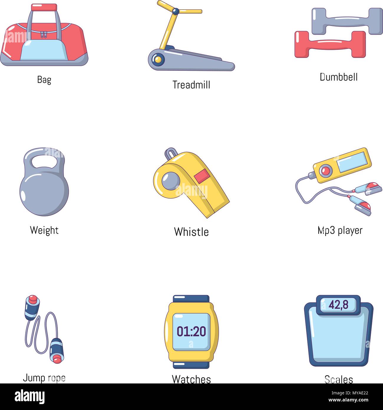 Good physical condition icons set, cartoon style Stock Vector Image ...