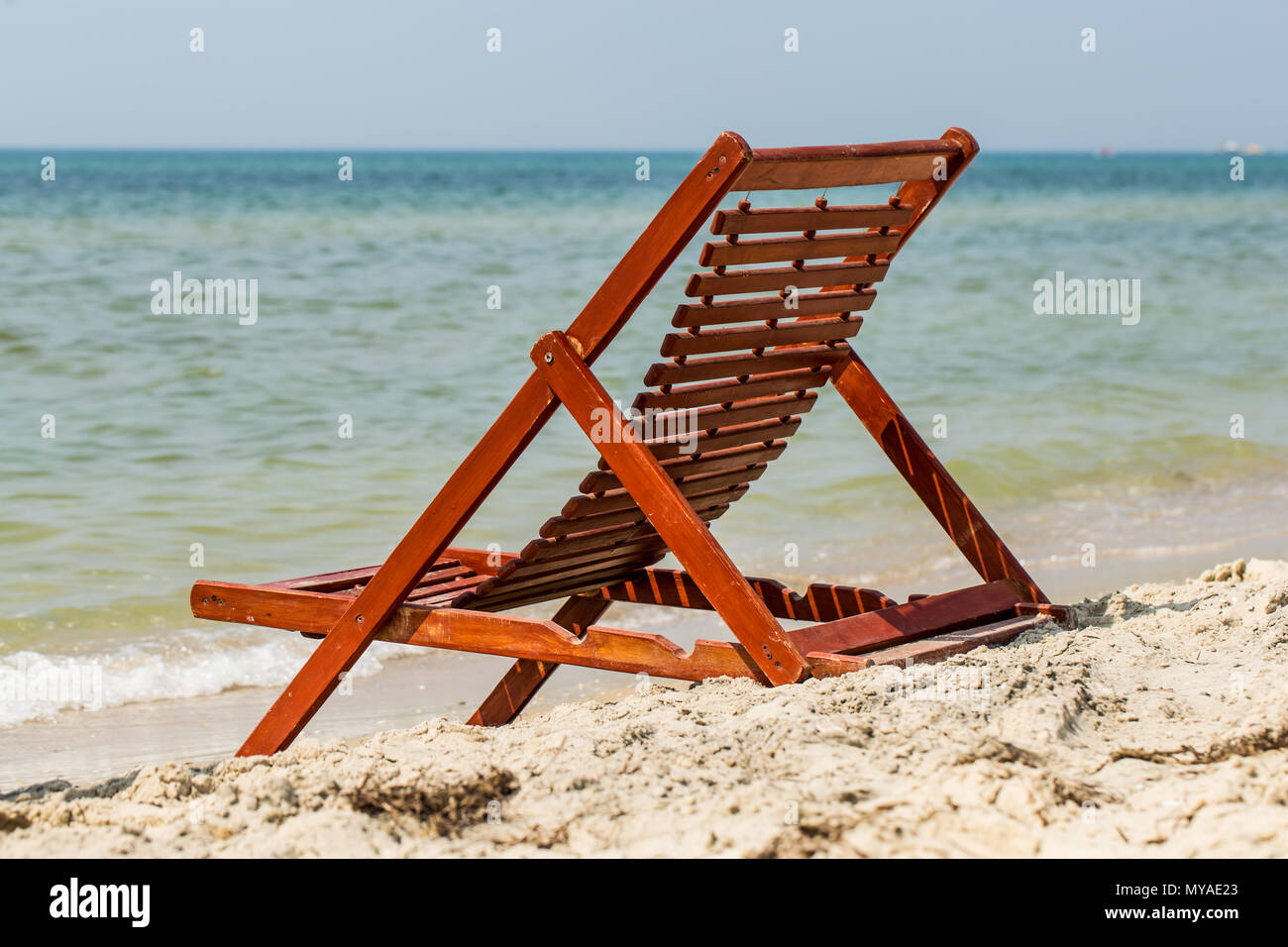 beach chair on the beach, summer holiday close up Stock Photo - Alamy