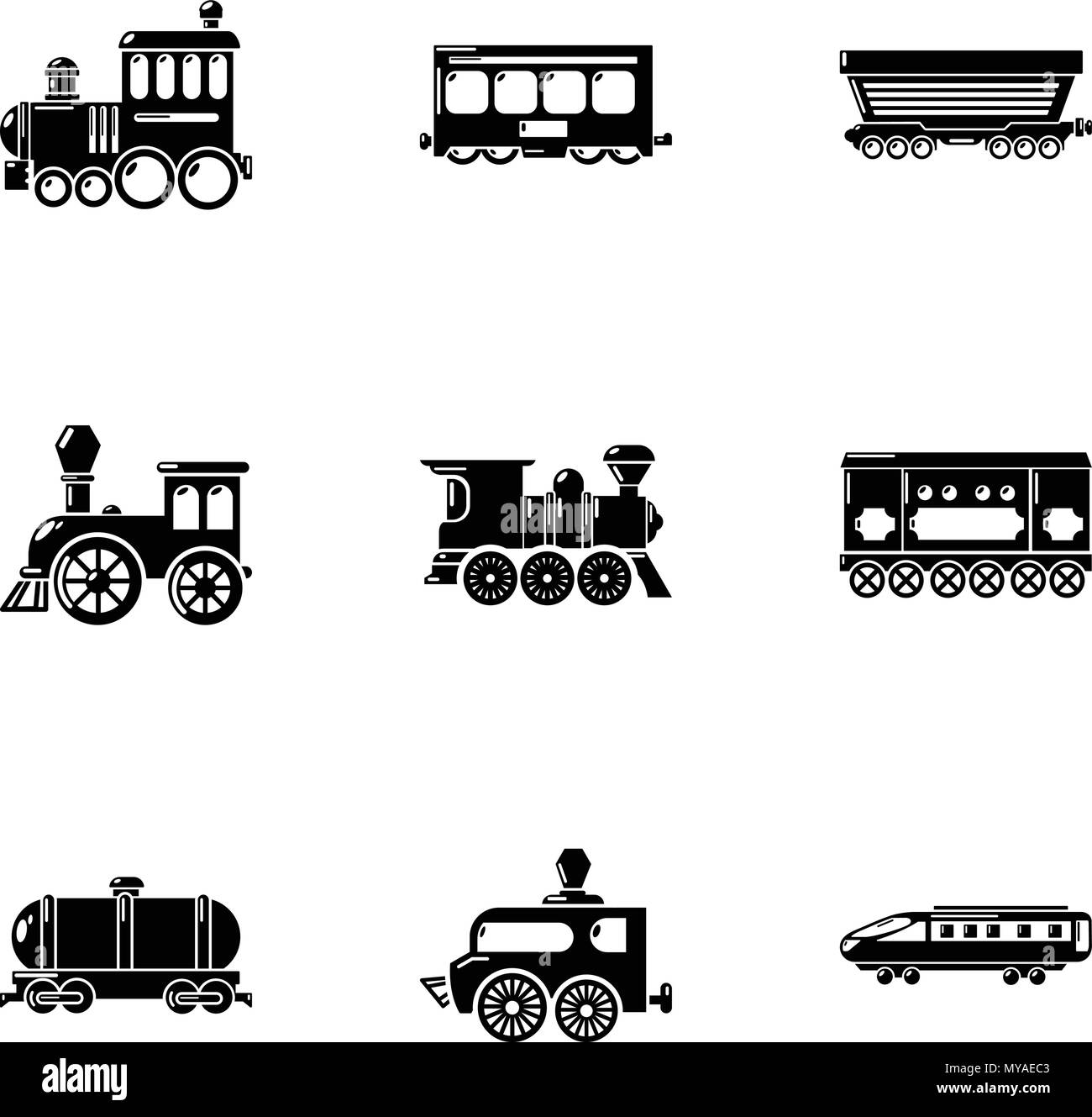 Railroad car icons set, simple style Stock Vector Image & Art - Alamy