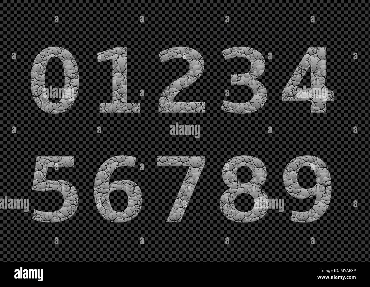 Silver broken numbers, Luxury cracked numbers. Vector illustration ...