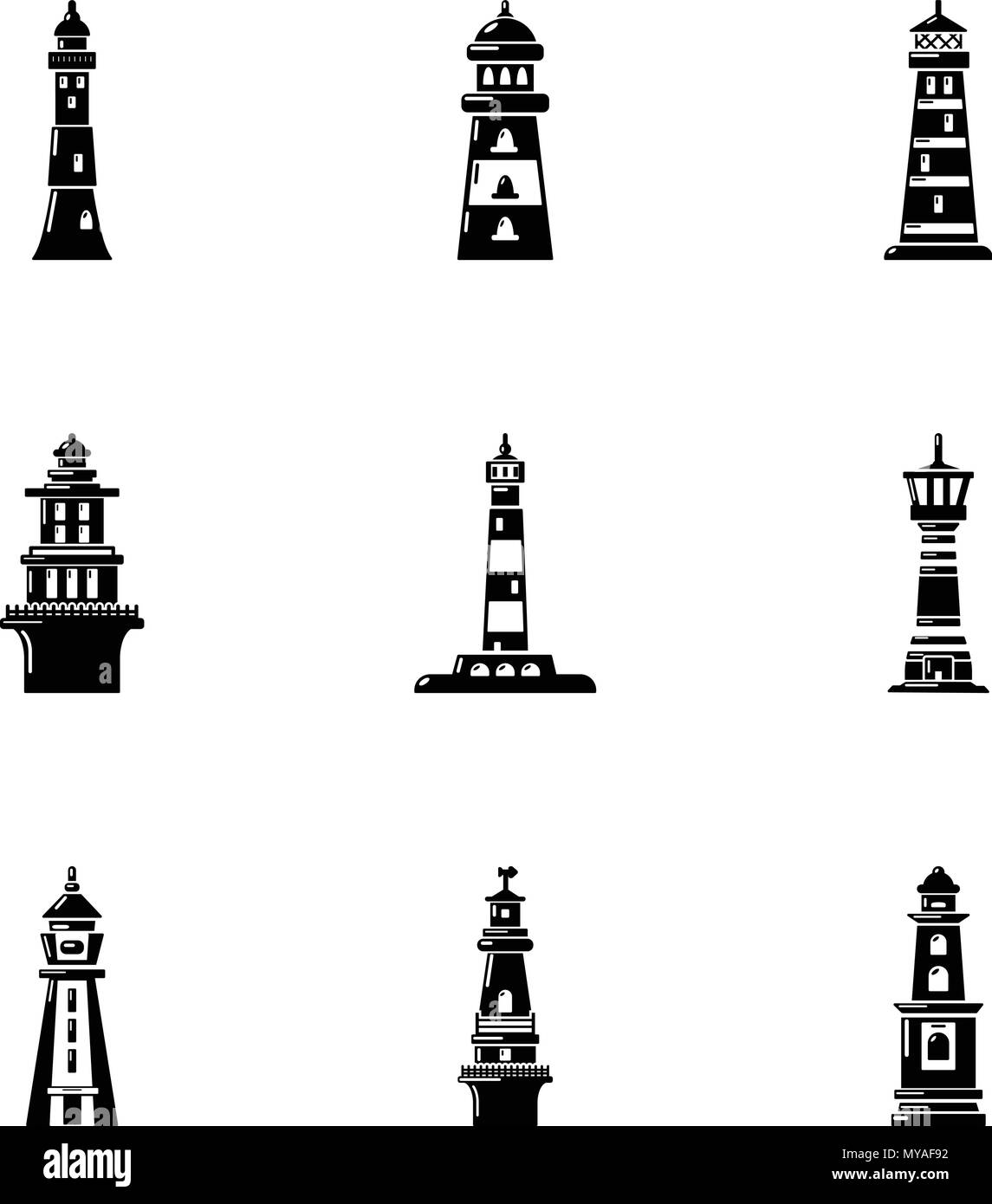 Beacon icons set, simple style Stock Vector Image & Art - Alamy