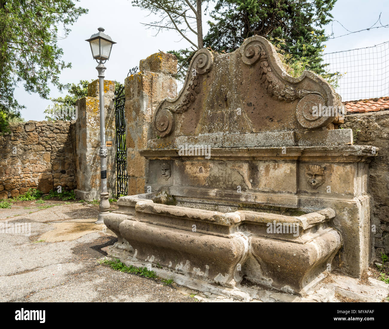 ancient fountain in the archaeological site of Tuscania (Viterbo ...