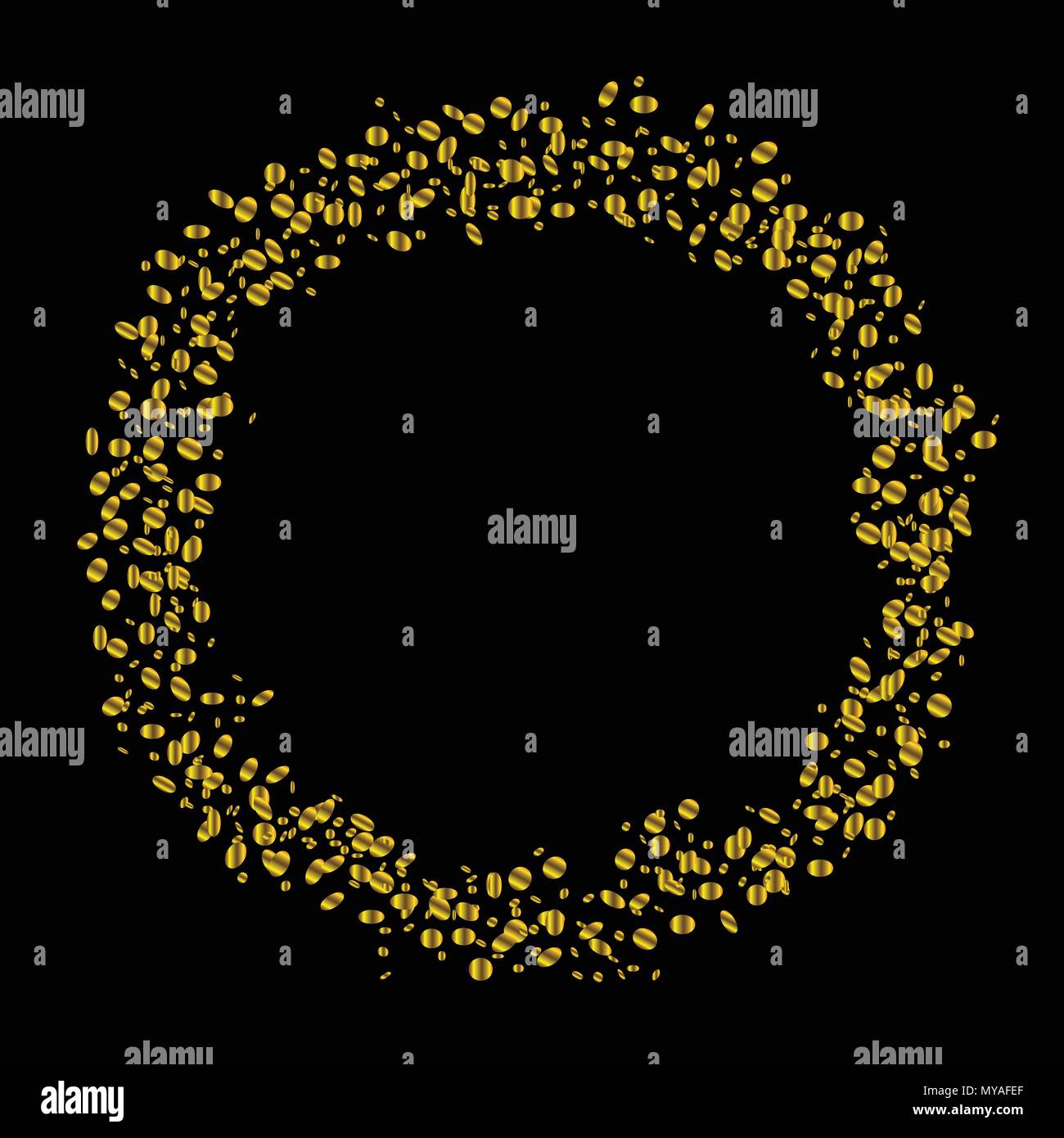 Golden confetti circle, Flying confetti. Festive holiday background ...
