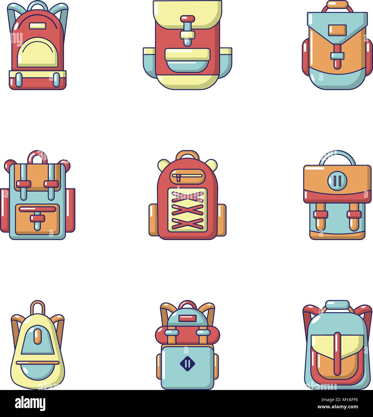 Backpack icons set, cartoon style Stock Vector Image & Art - Alamy