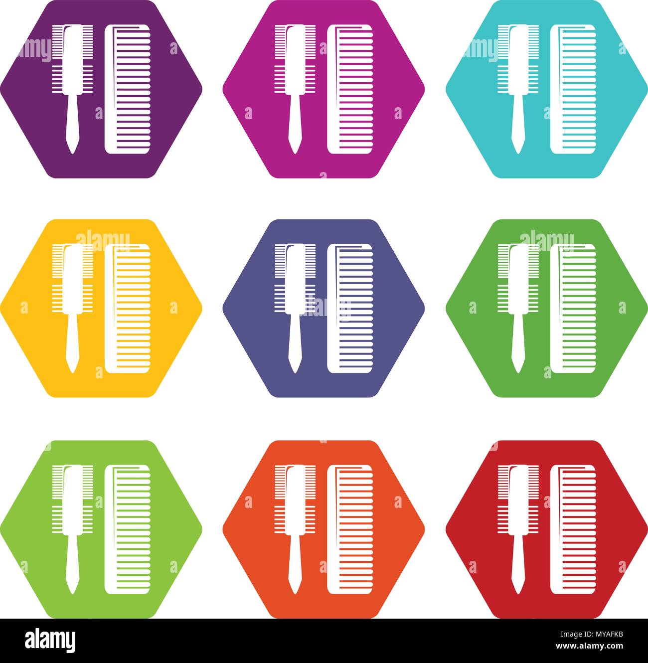 Hair comb icons set 9 vector Stock Vector Image & Art - Alamy
