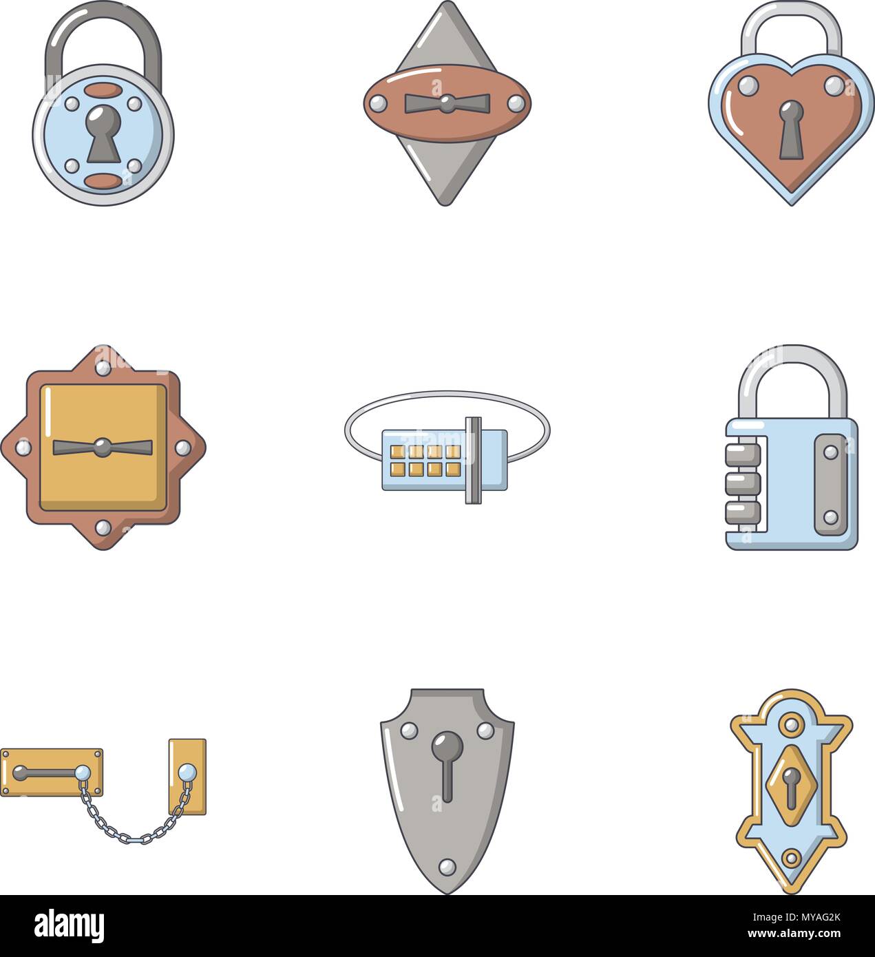 Padlock icons set, cartoon style Stock Vector Image & Art - Alamy